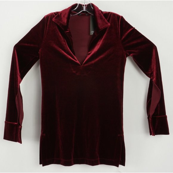 Carla G | Tops | New Carla G Womens Sz 4 Small Red Velvet Long Sleeve ...